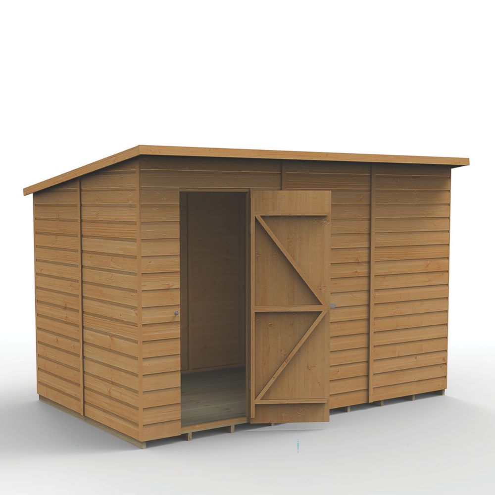 Forest 6' x 9' 6" (Nominal) Pent Shiplap T&G Timber Shed with Base ...
