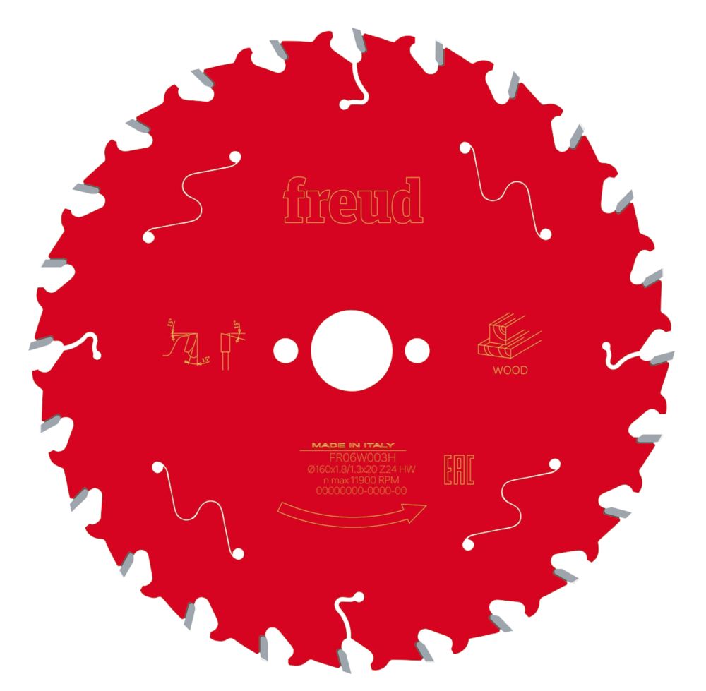Freud Wood Circular Saw Blade 160mm x 20mm 24T - Screwfix