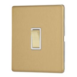Contactum Lyric 10AX 1-Gang 2-Way Light Switch Brushed Brass with White ...