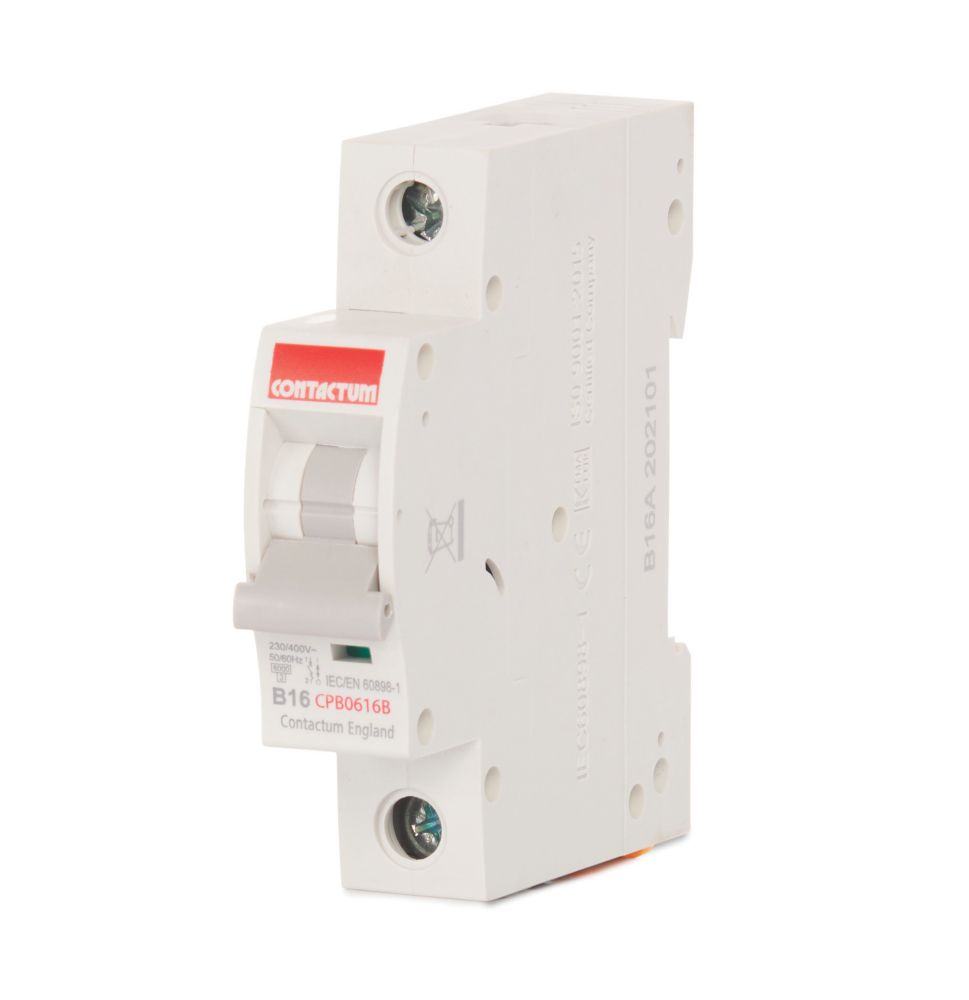 Contactum Defender 16A SP B Curve MCB - Screwfix