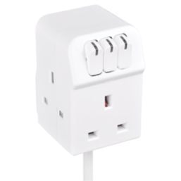 Masterplug 13A 3-Gang Switched Extension Lead White 2m - Screwfix