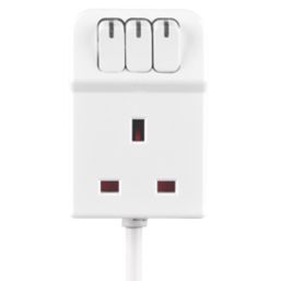 Masterplug 13A 3-Gang Switched Extension Lead White 2m - Screwfix