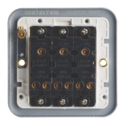 Contactum 10AX 3-Gang 2-Way Metal Clad Light Switch with White Inserts ...