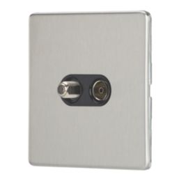 Contactum Lyric 2-Gang Coaxial TV & F-Type Satellite Socket Brushed ...