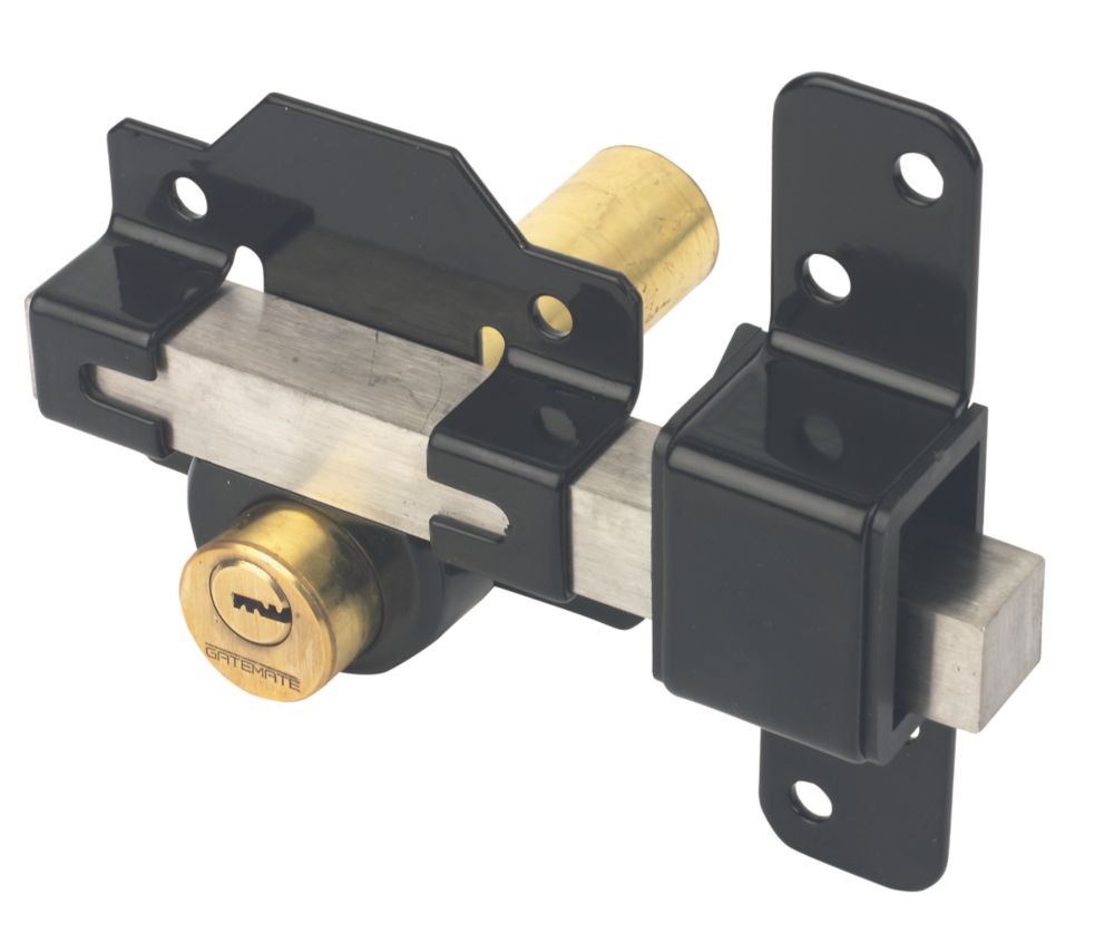 GateMate Black Double Long Throw Lock 70mm 154mm - Screwfix