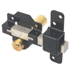 GateMate Black Double Long Throw Lock 70mm 154mm - Screwfix