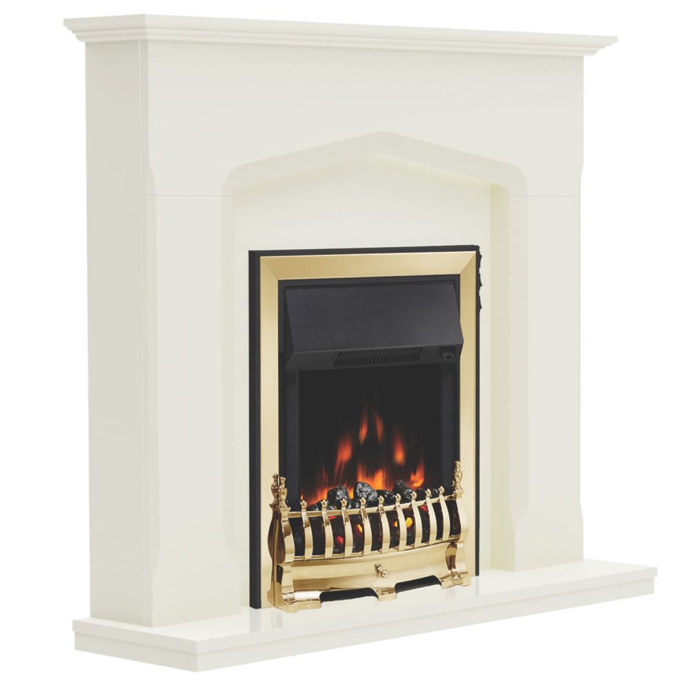 Be Modern Bramwell Electric Fireplace White 1142mm x 300mm x 1016mm ...