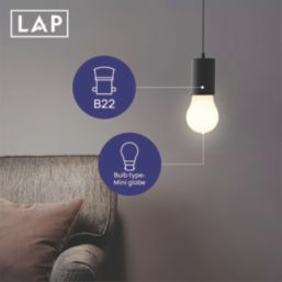 LAP B22 Mini Globe LED Light Bulb Milky 470lm 2.9W 4 Pack - Screwfix