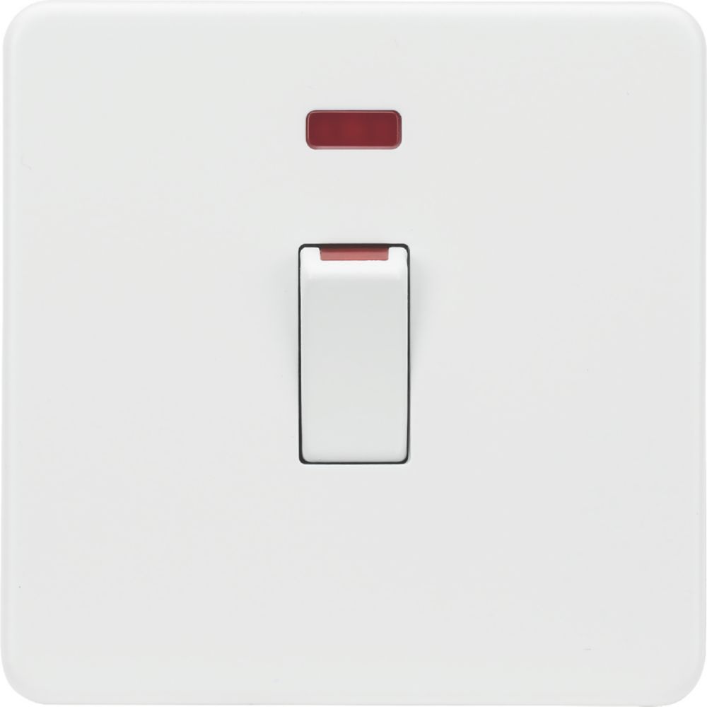 Knightsbridge 45A 1-Gang DP Control Switch Matt White with LED - Screwfix