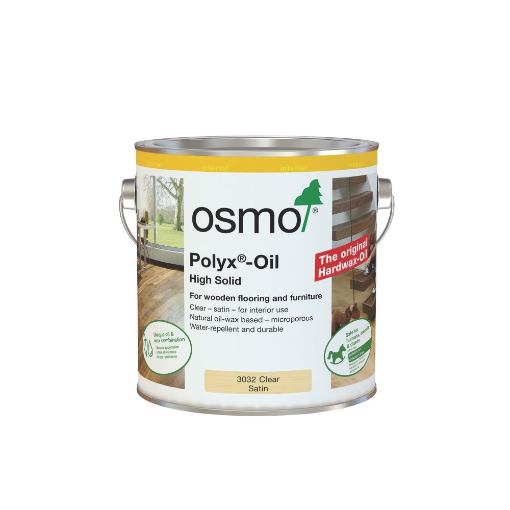 Osmo 2.5Ltr Clear Satin Solvent-Based Interior Wood Finishing Oil ...