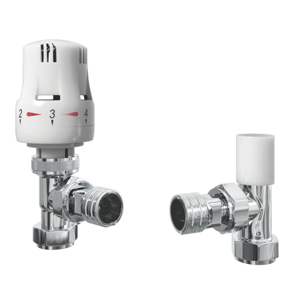 ETAL Danva 15mm x 1/2" White / Chrome Angled Modern Thermostatic ...