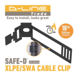 D-Line Safe-D Fire Rated Cable Clips 22-26mm² Black 20 Pack - Screwfix