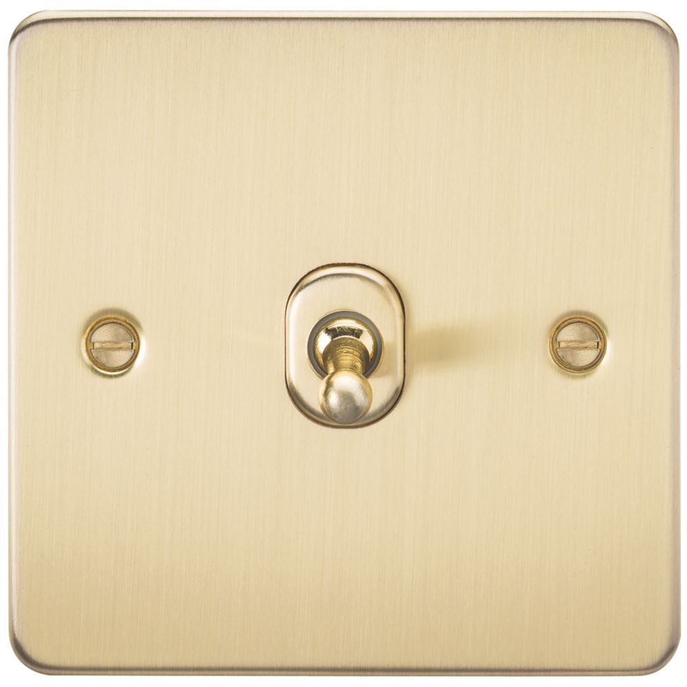 Knightsbridge 10AX 1-Gang 2-Way Light Switch Brushed Brass - Screwfix