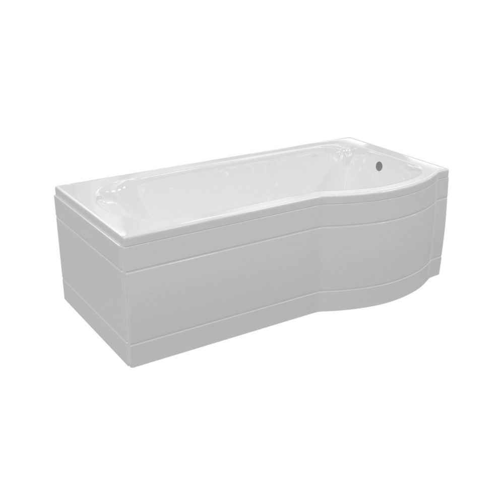 Nebraska Shower Bath Right-Hand Acrylic No Tap Holes 1700mm - Screwfix