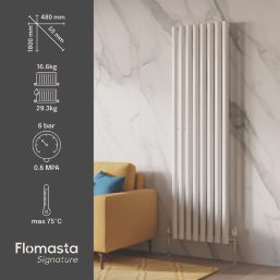 Flomasta 1800mm x 480mm 3339BTU White Vertical Designer Radiator - Screwfix