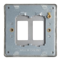 Contactum Lyric 2-Module Grid Faceplate Brushed Brass - Screwfix