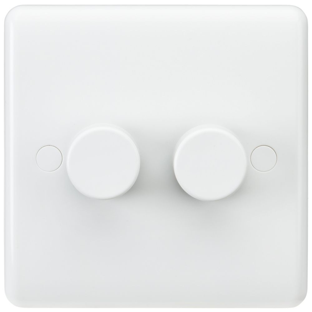 Knightsbridge Curved Edge 2-Gang 2-Way LED Leading Edge Dimmer White ... Knightsbridge Curved Edge 2-Gang 2-Way LED Leading Edge Dimmer White ...