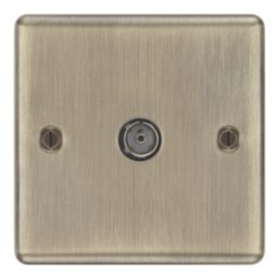 LAP 1-Gang F-Type Coaxial TV / FM Socket Antique Brass - Screwfix