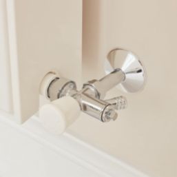 Flomasta 10mm x 21mm White/Chrome Angled Modern Manual Radiator Valve ...