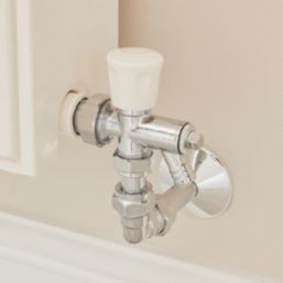 Flomasta 10mm x 21mm White/Chrome Angled Modern Manual Radiator Valve ...