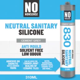 No Nonsense 830 Anti-Mould Neutral Sanitary Silicone Sealant Cement ...