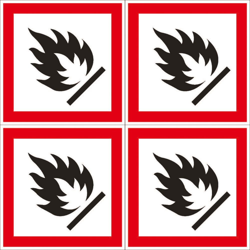 Essentials Flammable GHS Labels (Sheet) 100mm x 100mm - Screwfix