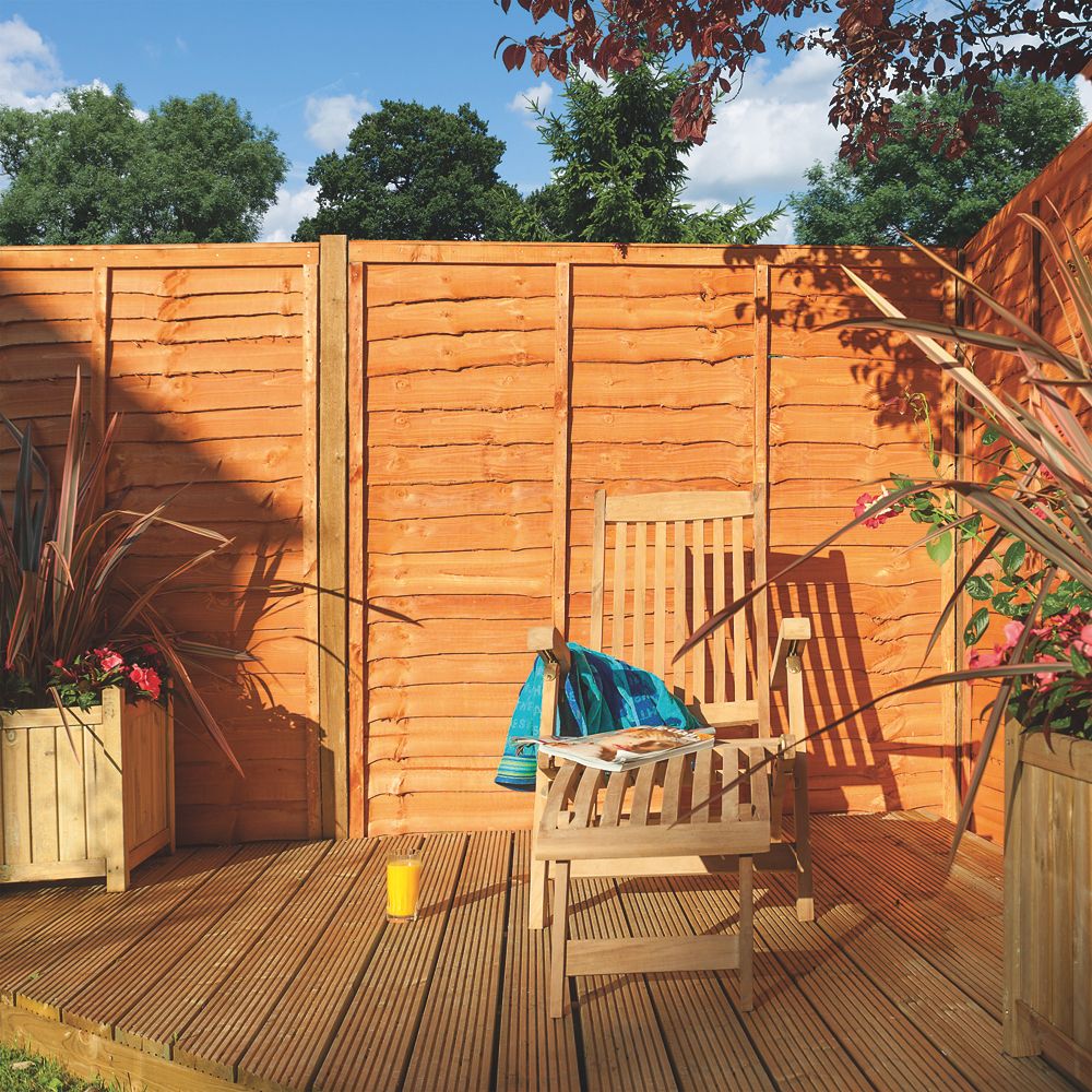 Rowlinson Traditional Lap Fence Panels Honey Brown 6' x 6' Pack of 3 ...