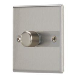 Contactum iConic 1-Gang 2-Way Dimmer Switch Brushed Steel - Screwfix