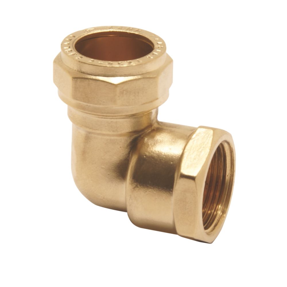 Pegler PX46 Brass Compression Adapting 90° Female Elbow 22mm x 3/4" - Screwfix