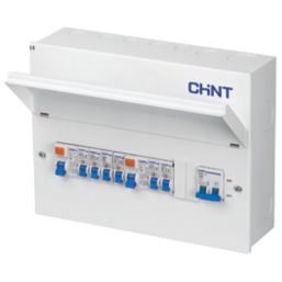 Chint NX3 14-Module 6-Way Populated Dual RCD Consumer Unit - Screwfix