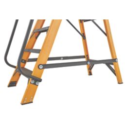 Werner Fibreglass 1.7m 4 Step Platform Step Ladder With Handrail - Screwfix