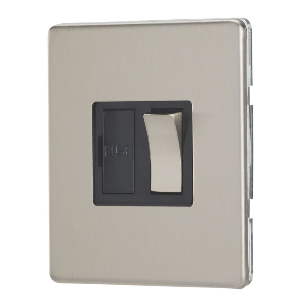 Contactum Lyric 13A Switched Fused Spur Brushed Steel with Black ...