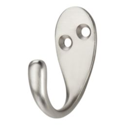 Essentials Single Hooks Satin Nickel 45mm 5 Pack - Screwfix
