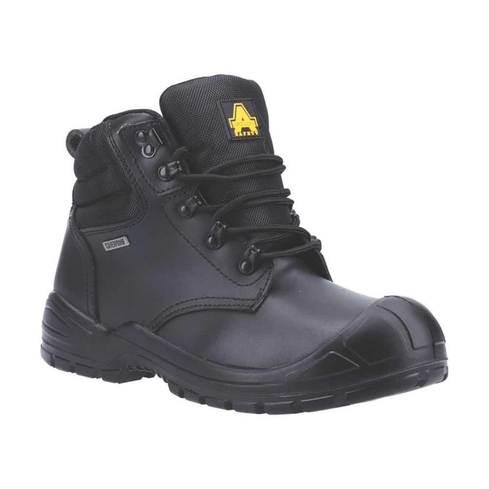 Amblers 241 Size 11 Black Waterproof Steel Toe Cap Safety Boots - Screwfix