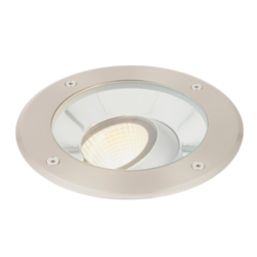 Saxby Hoxton 185mm Outdoor Round LED Recessed Ground Light Brushed ...