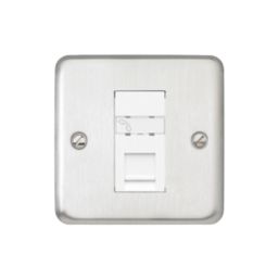 MK Contoura 1-Gang Master Telephone Socket Brushed Stainless Steel with ...