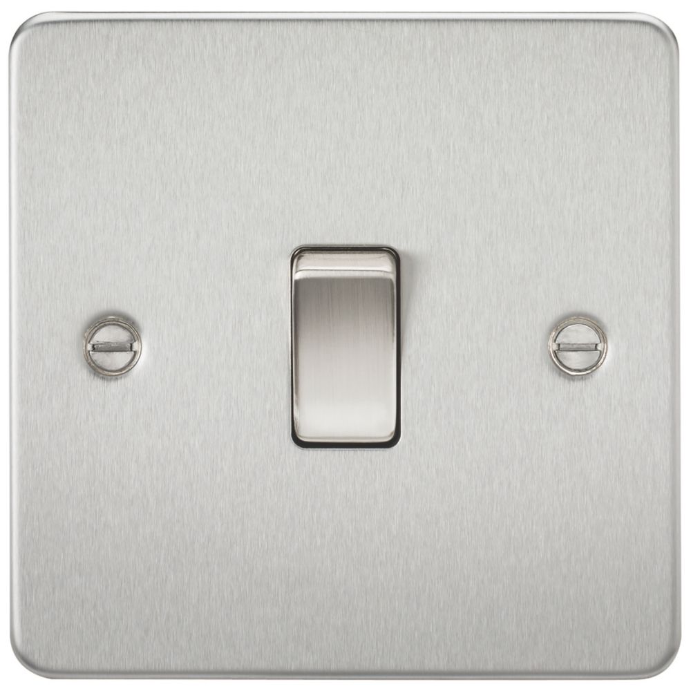 Knightsbridge 20A 1-Gang DP Control Switch Brushed Chrome - Screwfix