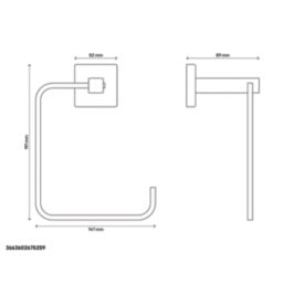 Essentials Linear Towel Ring Chrome 145mm x 88mm x 190mm - Screwfix