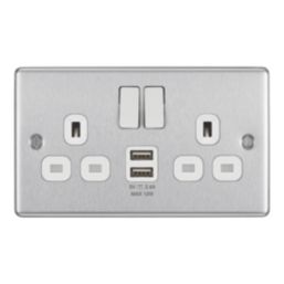 LAP 13A 2-Gang SP Switched Socket + 2.4A 12W 2-Outlet Type A USB ...