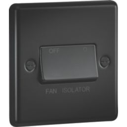 Knightsbridge 10AX 1-Gang TP Fan Isolator Switch Matt Black with Black ...