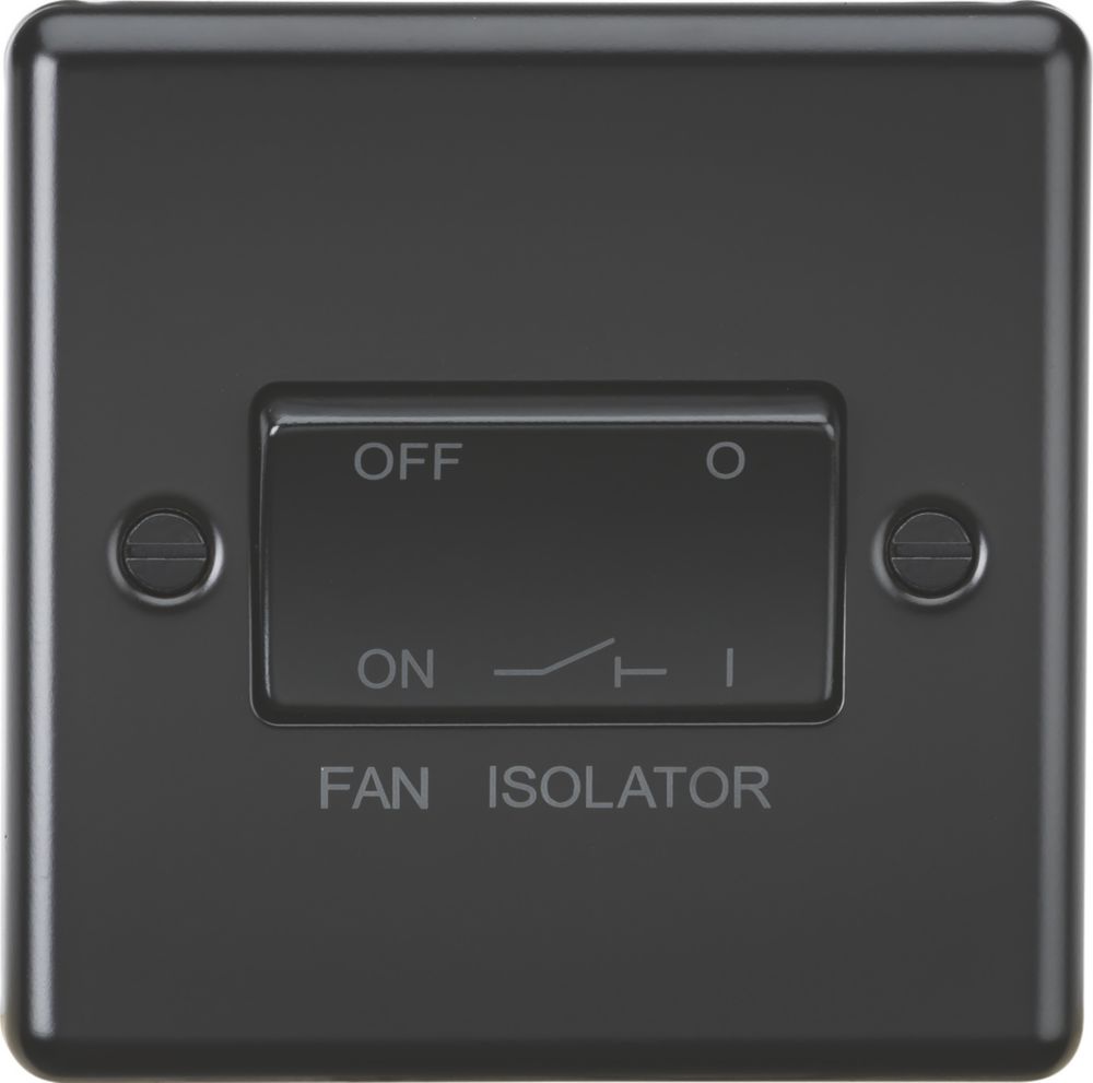 Knightsbridge 10AX 1-Gang TP Fan Isolator Switch Matt Black with Black ...