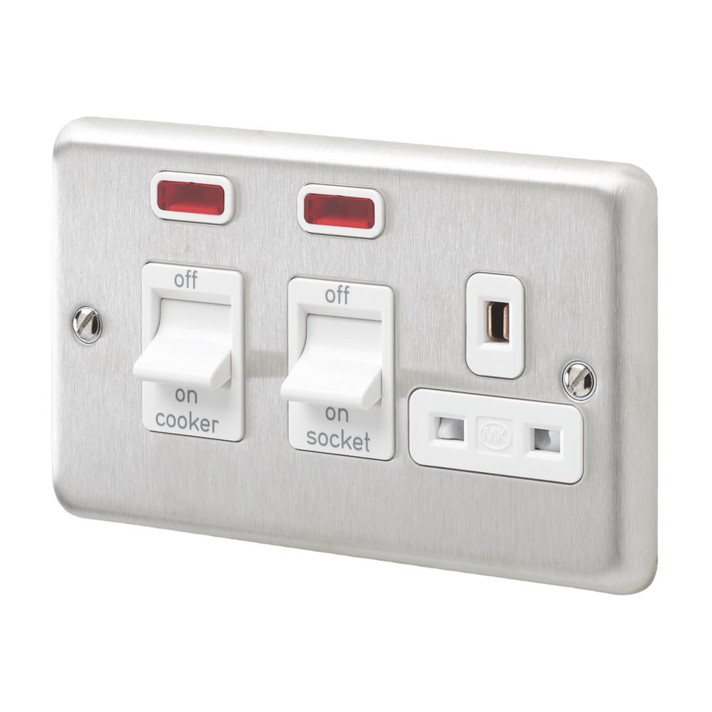 MK Contoura 45A 2-Gang DP Cooker Switch & 13A DP Switched Socket ... MK Contoura 45A 2-Gang DP Cooker Switch & 13A DP Switched Socket ...