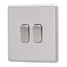 Arlec 10A 2-Gang 2-Way Light Switch Stainless Steel - Screwfix