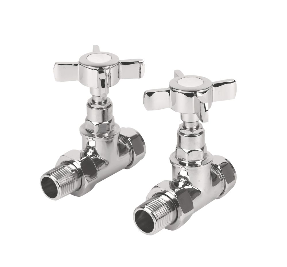 Towelrads 15mm x 1/2" Chrome Straight Traditional Manual Radiator Valve ...