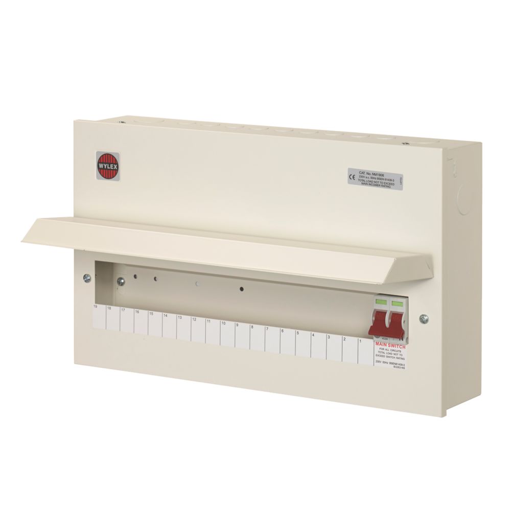 Wylex 21-Module 19-Way Part-Populated Main Switch Consumer Unit - Screwfix