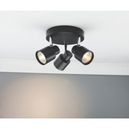 Knightsbridge Round 3-Light Triple GU10 Ceiling Spotlight Matt Black ...