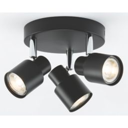 Knightsbridge Round 3-Light Triple GU10 Ceiling Spotlight Matt Black ...