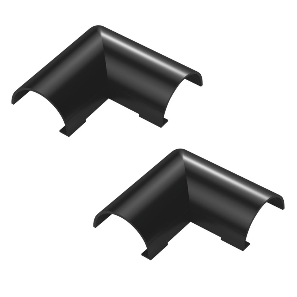 D-Line Black Micro+ Trunking Flat Bends 20mm x 10mm 2 Pack - Screwfix