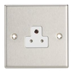 Contactum iConic 2A 1-Gang Unswitched Round Pin Socket Brushed Steel ...