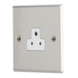 Contactum iConic 2A 1-Gang Unswitched Round Pin Socket Brushed Steel ...